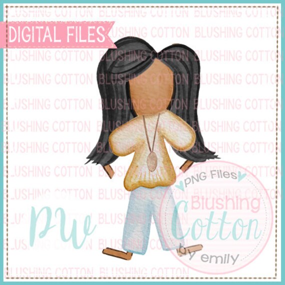 Stick Figure Teenage Girl African American Watercolor PNG | Etsy