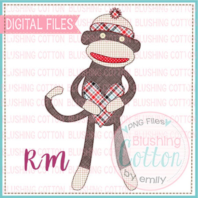 Patchwork Sock Monkey PNG Watercolor Artwork Digital File | Etsy