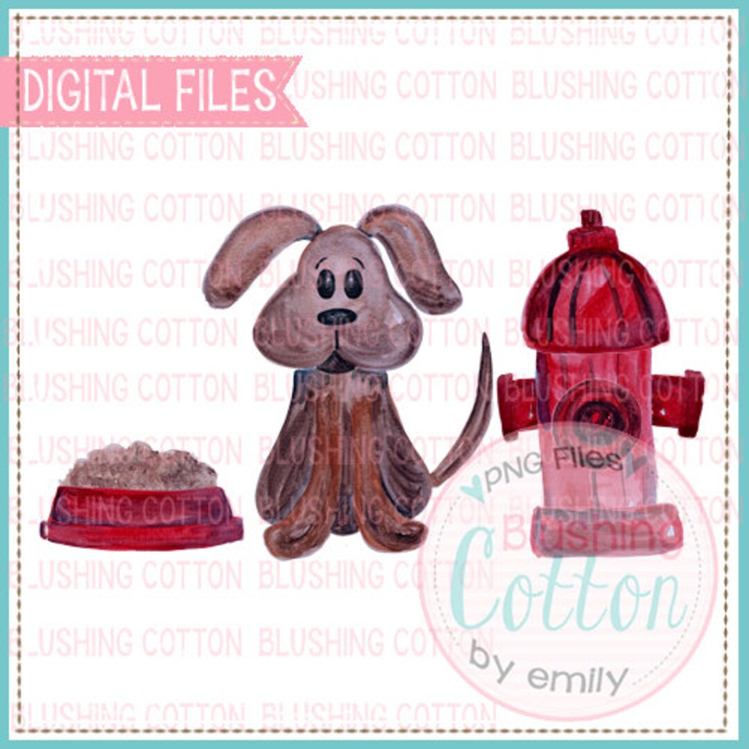 Curious Puppy Dog Food Hydrant Watercolor PNG Artwork Digital File for ...