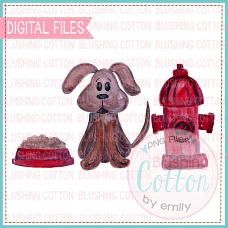 Curious Puppy Dog Food Hydrant Watercolor PNG Artwork Digital - Etsy