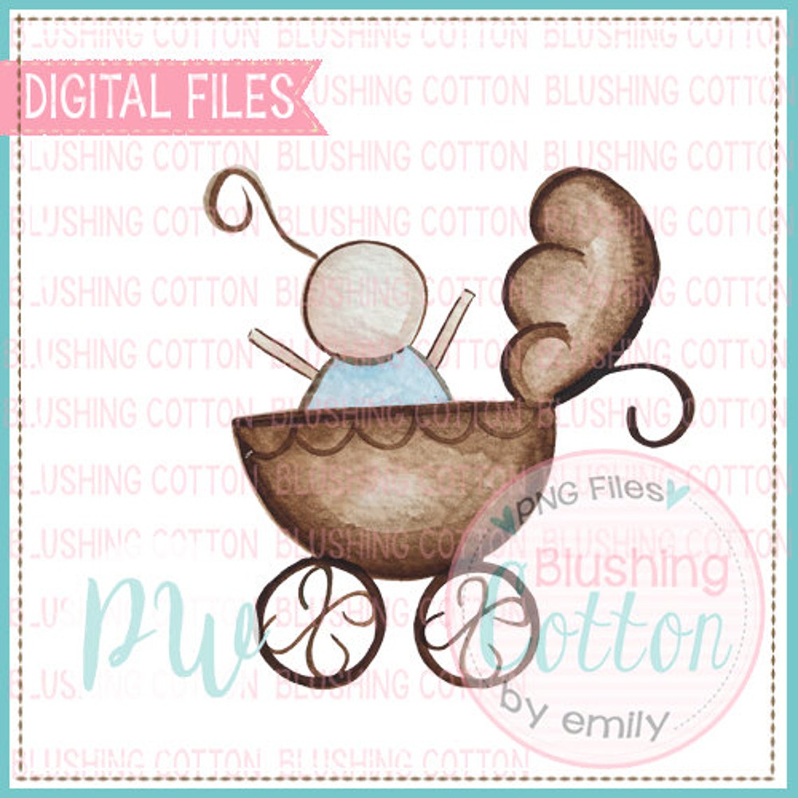 Stick Figure Baby Boy Watercolor PNG Artwork Digital File | Etsy