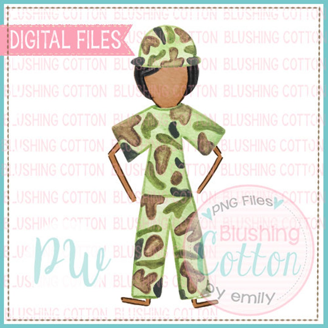 Stick Figure African American Adult Male Military Watercolor PNG ...