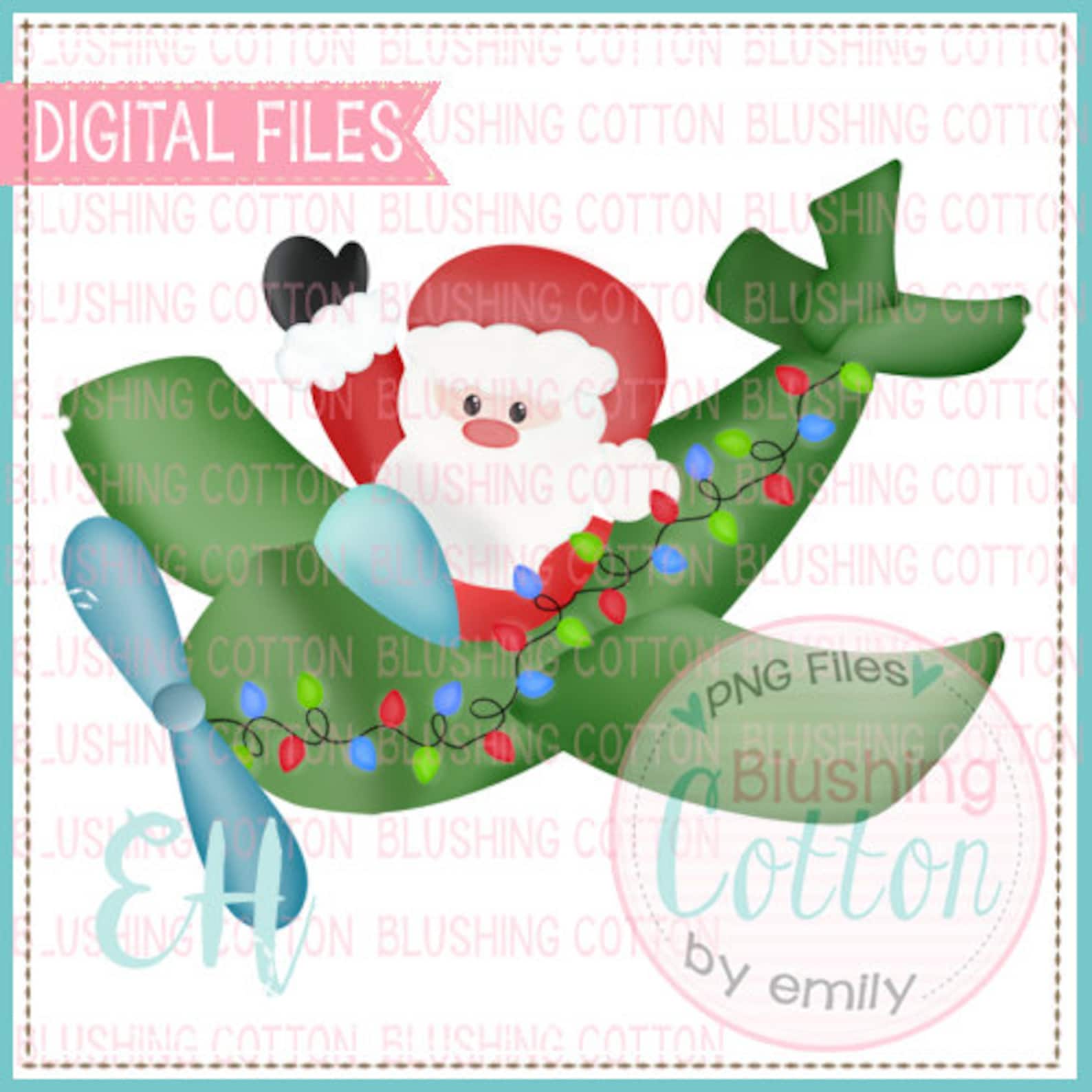 Santa in Green Plane Design PNG Artwork Digital File - for Printing and ...