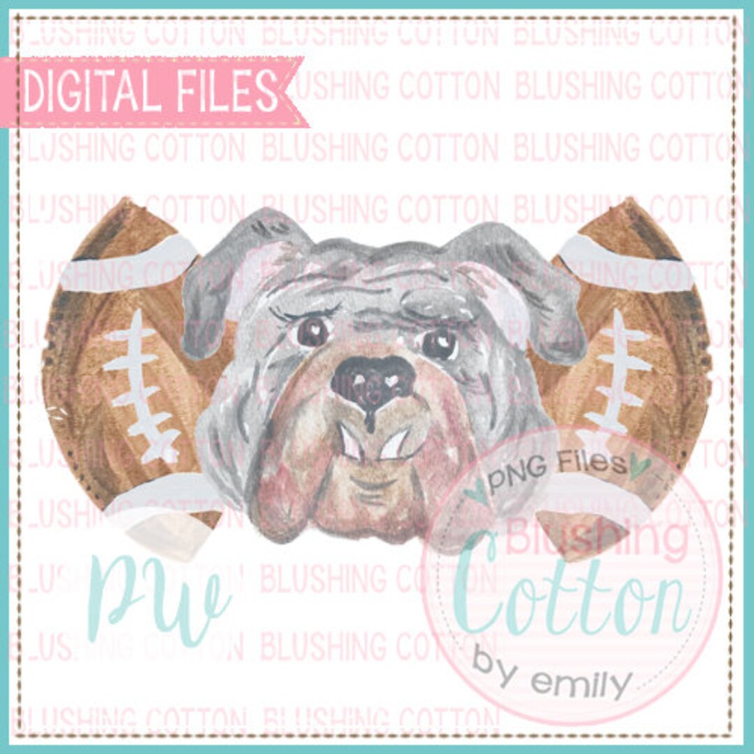 Gray Bulldog Football Trio Design Watercolor PNG Artwork - Etsy