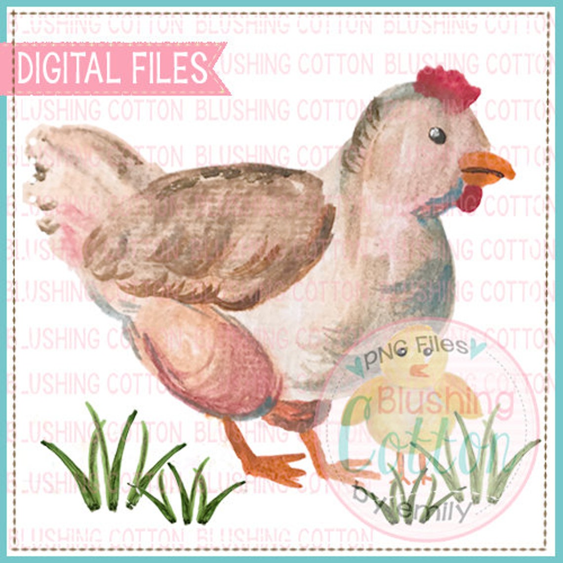 Chicken and Chick Farm Animal PNG Watercolor Artwork Digital | Etsy