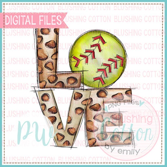 Love Leopard with Softball Design PNG Watercolor Artwork | Etsy
