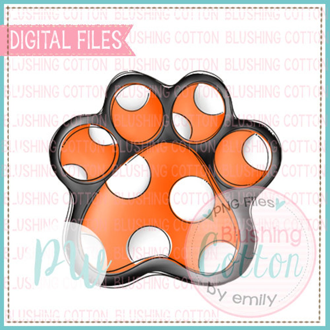 Paw Print Orange and Black PNG Watercolor Artwork Digital File | Etsy