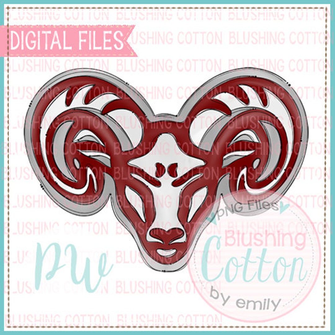 Hilltopper Ram Maroon and White Watercolor PNG Artwork Digital File for ...