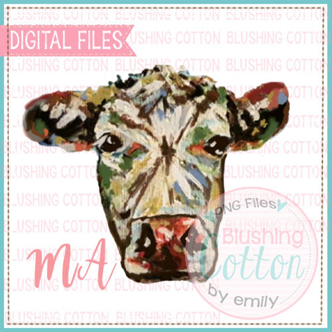 Colorful Cow Handpainted Design PNG Artwork Digital File for Printing ...