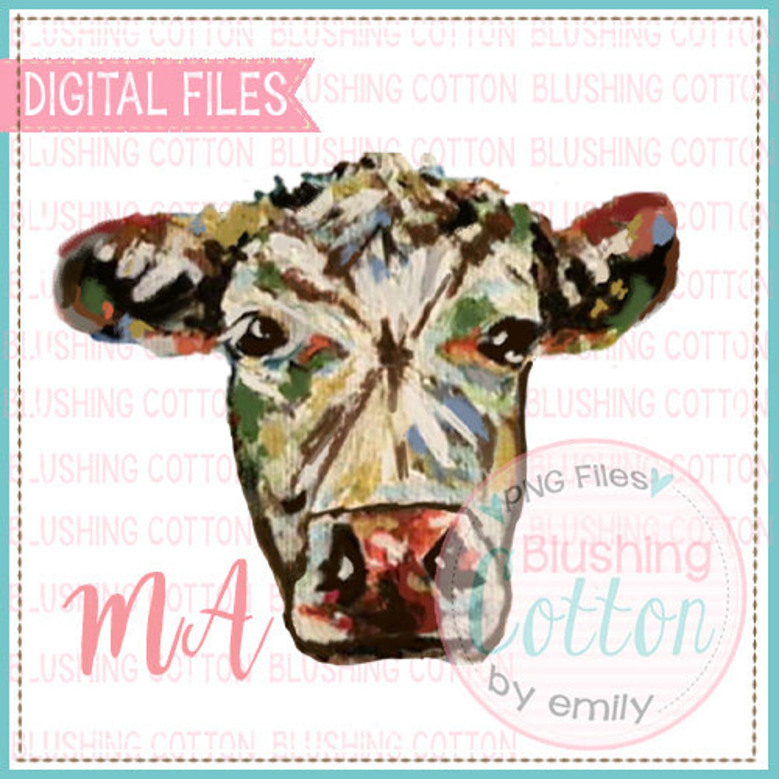 Colorful Cow Handpainted Design PNG Artwork Digital File for - Etsy