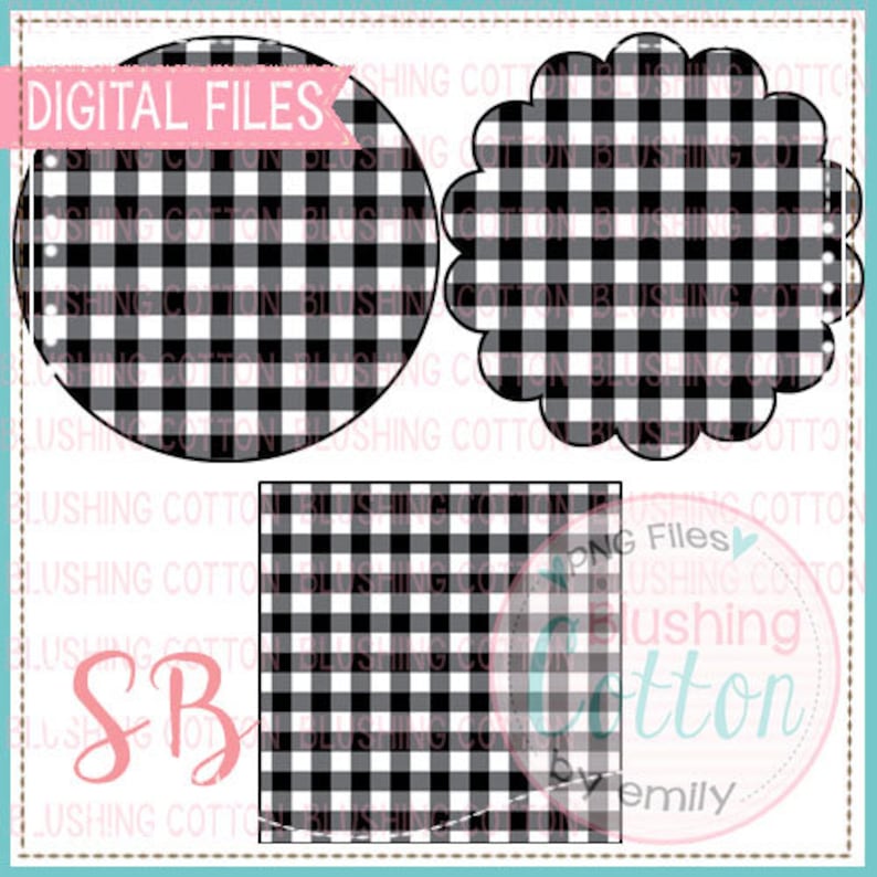 Black and White Buffalo Plaid Background Set Design PNG | Etsy