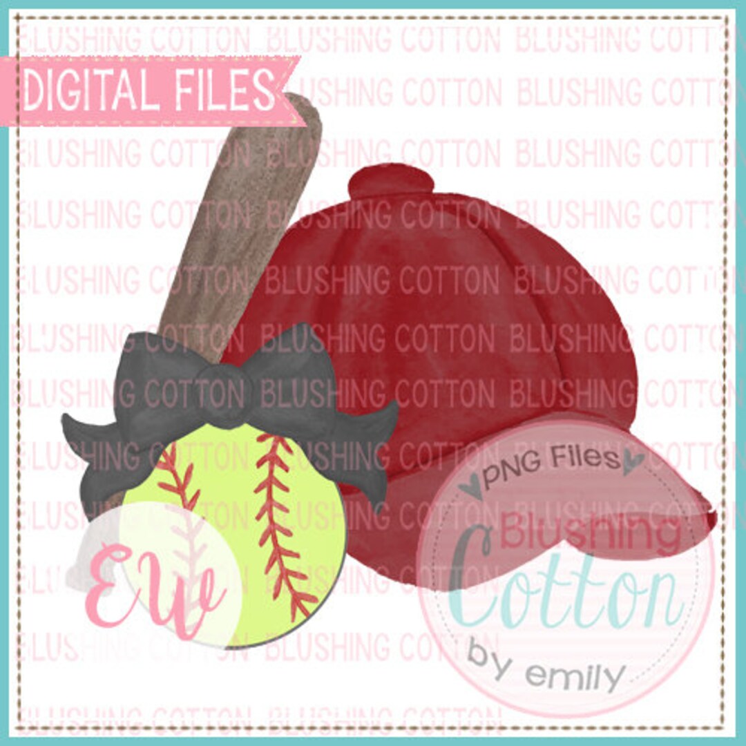 Softball Cap Maroon Black Bow Bat Softball Watercolor Design BCEW - Etsy
