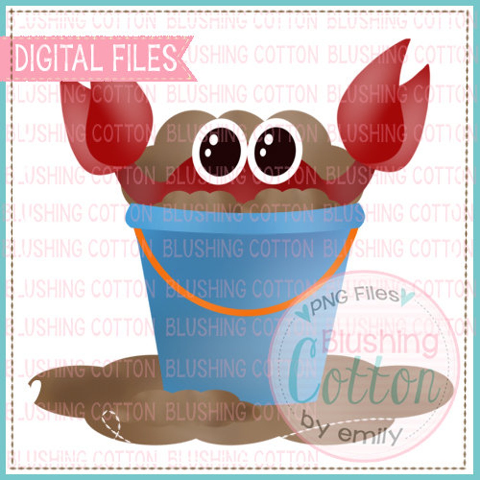 Crabby Bucket Beach Design Watercolor Design PNG Artwork - Etsy