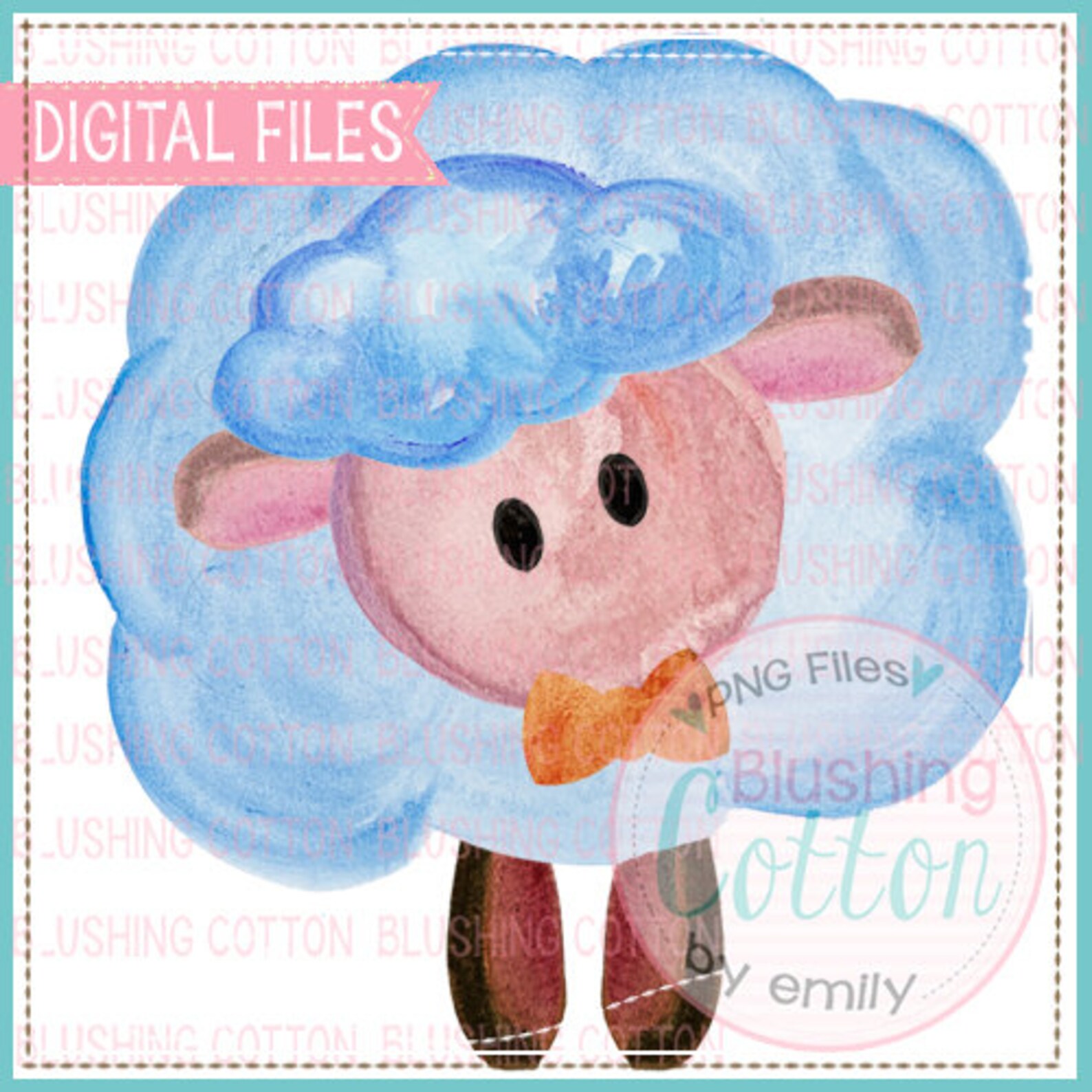 Fluffly Blue Lamb Watercolor Design PNG Artwork Digital File - Etsy