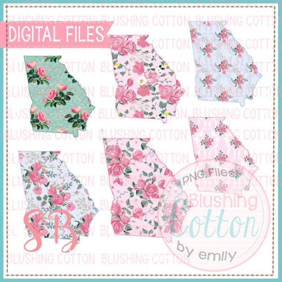 Shabby Chic Georgia Set Watercolor Designs PNG Artwork Digital - Etsy