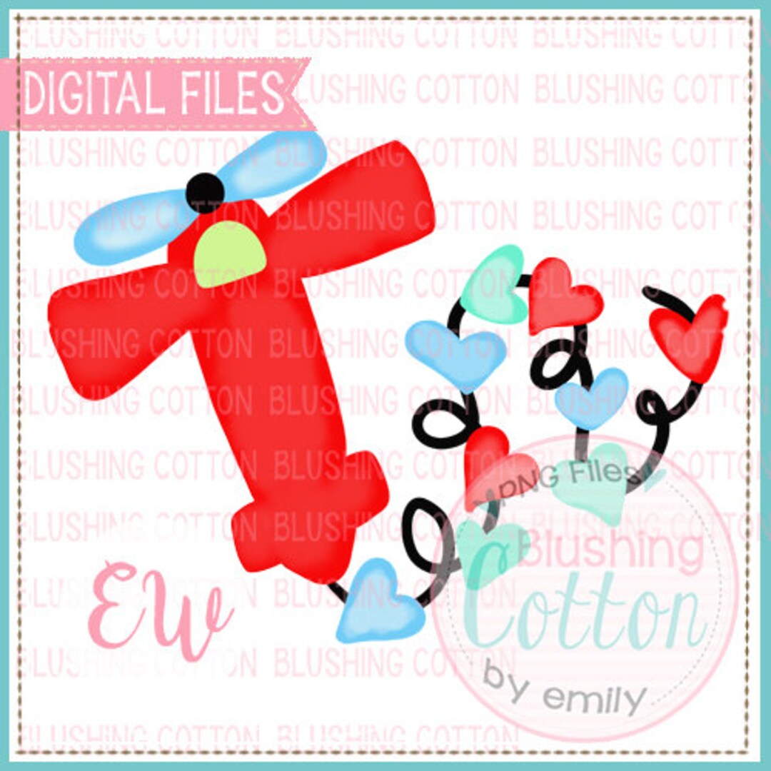Valentine's Day Airplane With Hearts Watercolor Design PNG Artwork ...