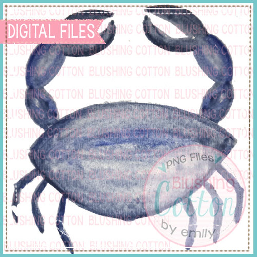 Blue Crab Beach Sea Creature PNG Watercolor Artwork Digital File for ...