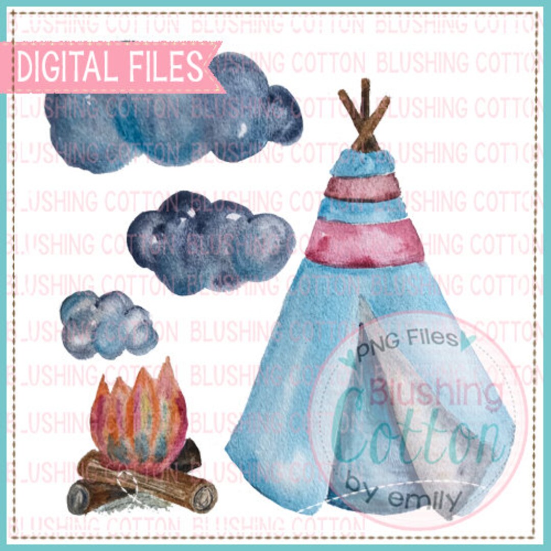 Tee Pee Smoke Signals PNG Watercolor Artwork Digital File for Printing ...