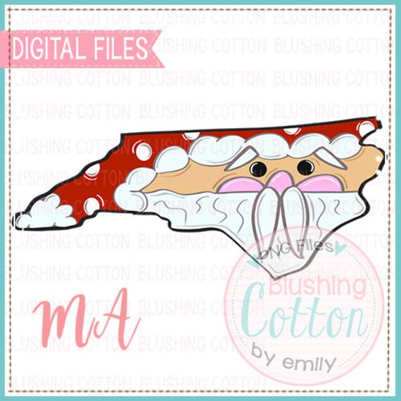 North Carolina Santa Watercolor Design PNG Artwork Digital | Etsy