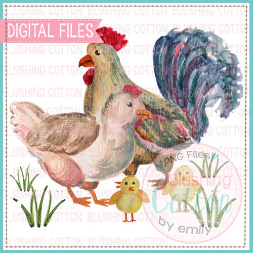 Chicken Family Farm Animal PNG Watercolor Artwork Digital File | Etsy