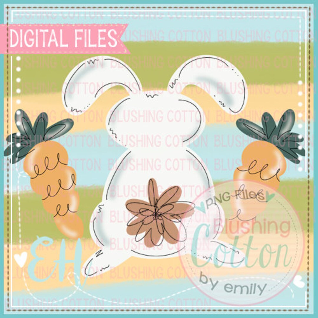 Stripe Bunny With Carrots PNG Artwork Digital File for Printing and ...