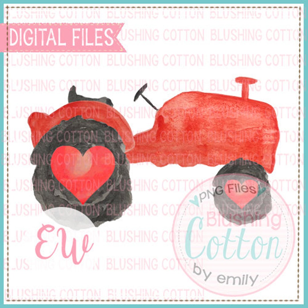 Red Tractor Heart Wheels PNG Watercolor Artwork Digital File - for ...