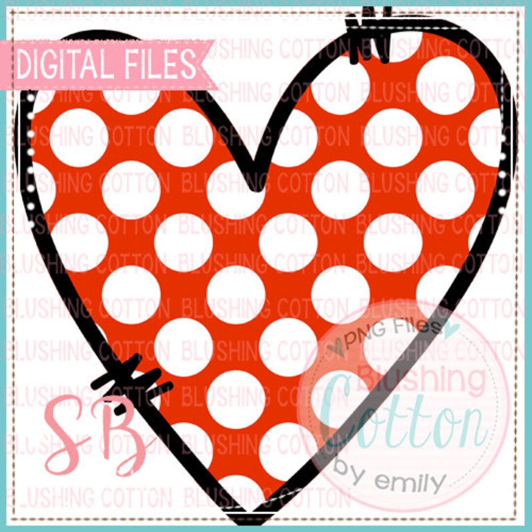 Red Polka Dot Doodle Heart Design PNG Artwork Digital File - Etsy
