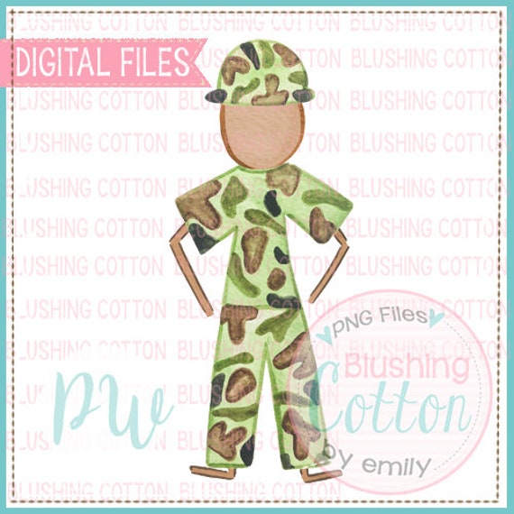 Stick Figure Adult Male Military Medium Skin Tone Bald | Etsy