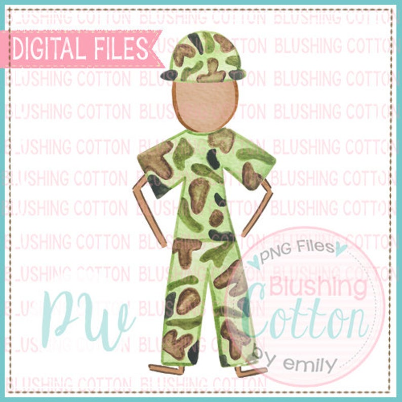 Stick Figure Adult Male Military Medium Skin Tone Bald - Etsy