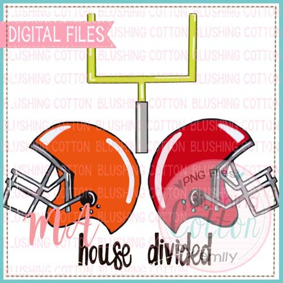 House Divided Plain Red and Orange Helmets Watercolor Design - Etsy