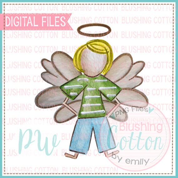 Stick Figure Toddler Boy With Angel Wings 1 With Blonde Hair - Etsy