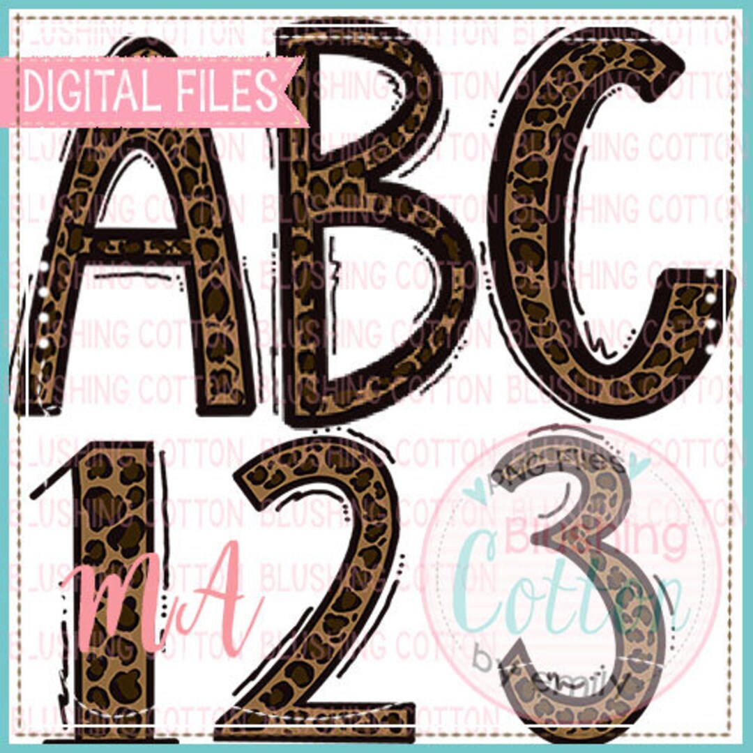 Leopard Print Alpha and Number Bundle Design PNG Artwork Digital File ...