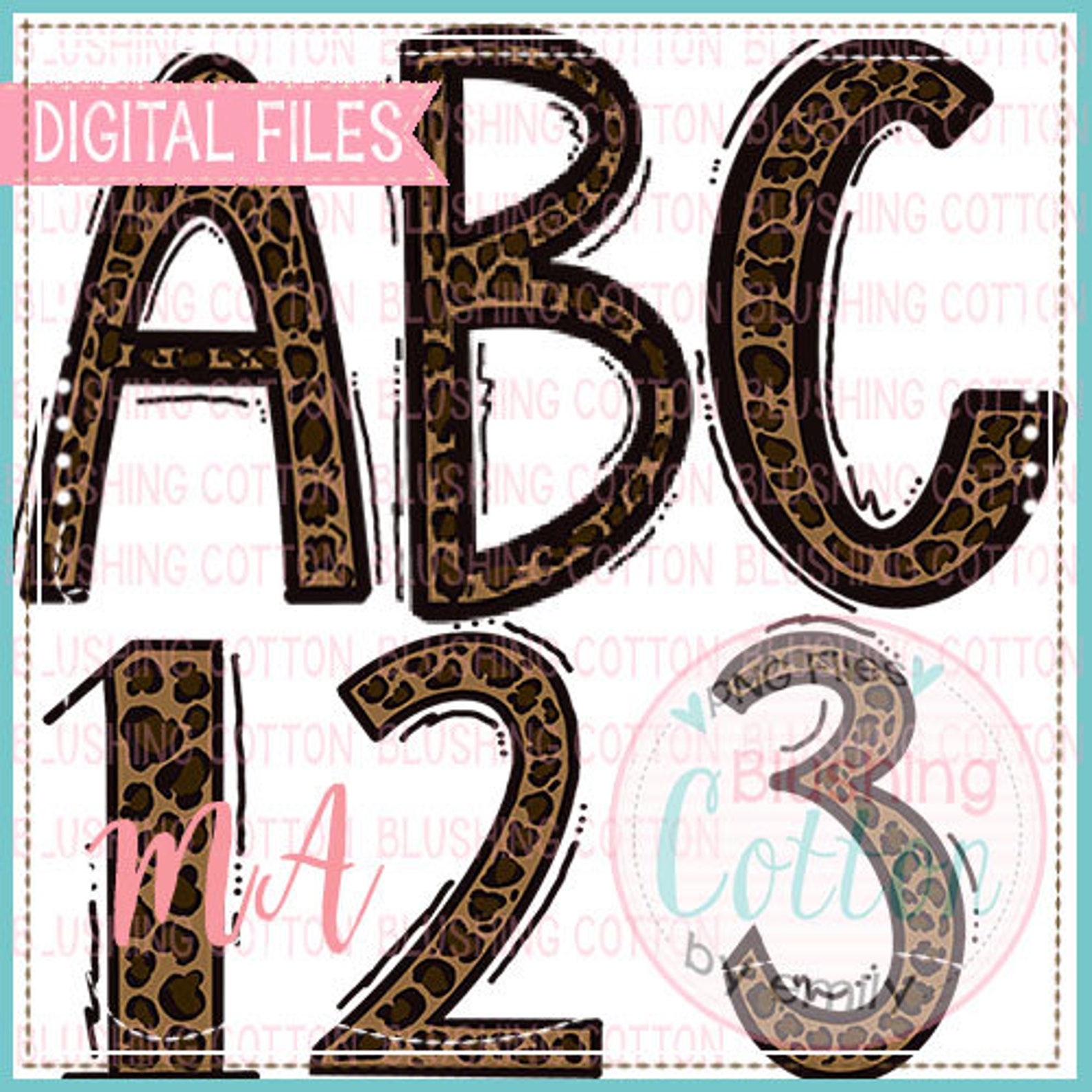 Leopard Print Alpha and Number Bundle Design PNG Artwork | Etsy