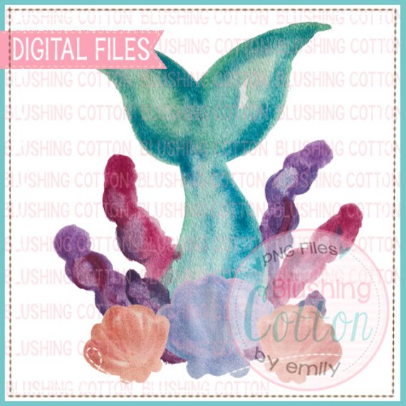 Mermaid Tail Girl's Beach Summer PNG Watercolor Artwork | Etsy