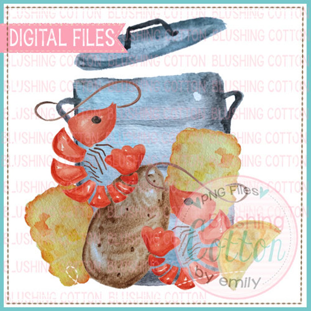 Shrimp Boil 2 PNG Watercolor Artwork Digital File for Printing and ...