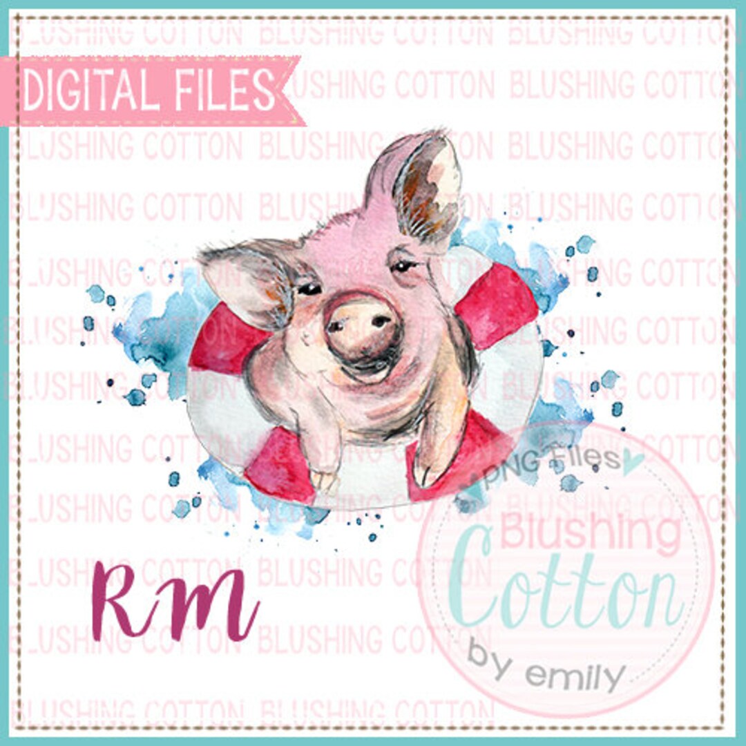 Pool Pig Design PNG Watercolor Artwork Digital File - for Printing and ...