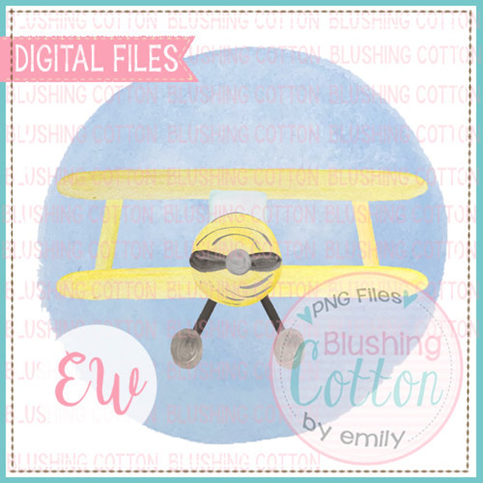 Crop Duster Yellow With Frame PNG Watercolor Artwork Digital File - for ...