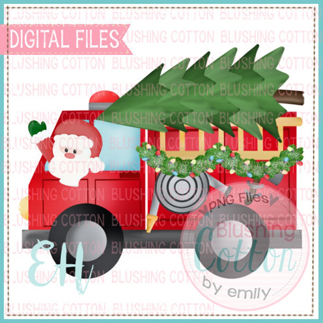Firetruck With Santa Design PNG Artwork Digital File for Printing and ...