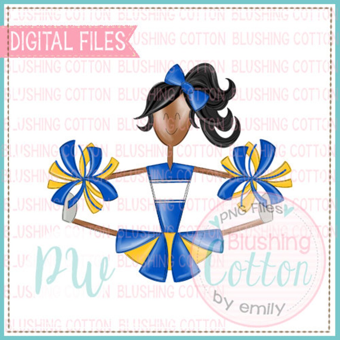 Cheerleader African American Blue and Yellow Handpainted - Etsy
