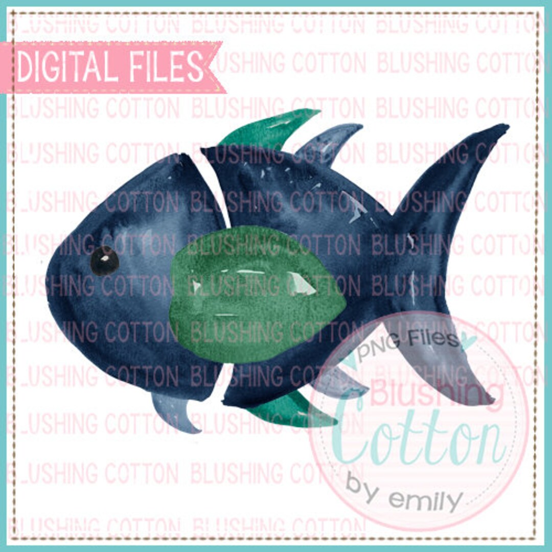 Colorful Blue Fish Watercolor Design PNG Artwork Digital File for ...