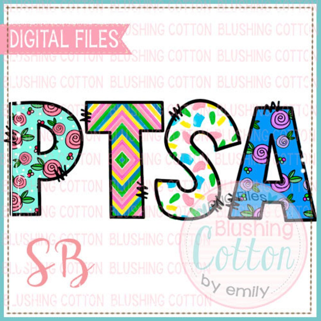 PTSA Doodle Wordart Watercolor Design PNG Artwork Digital File for ...