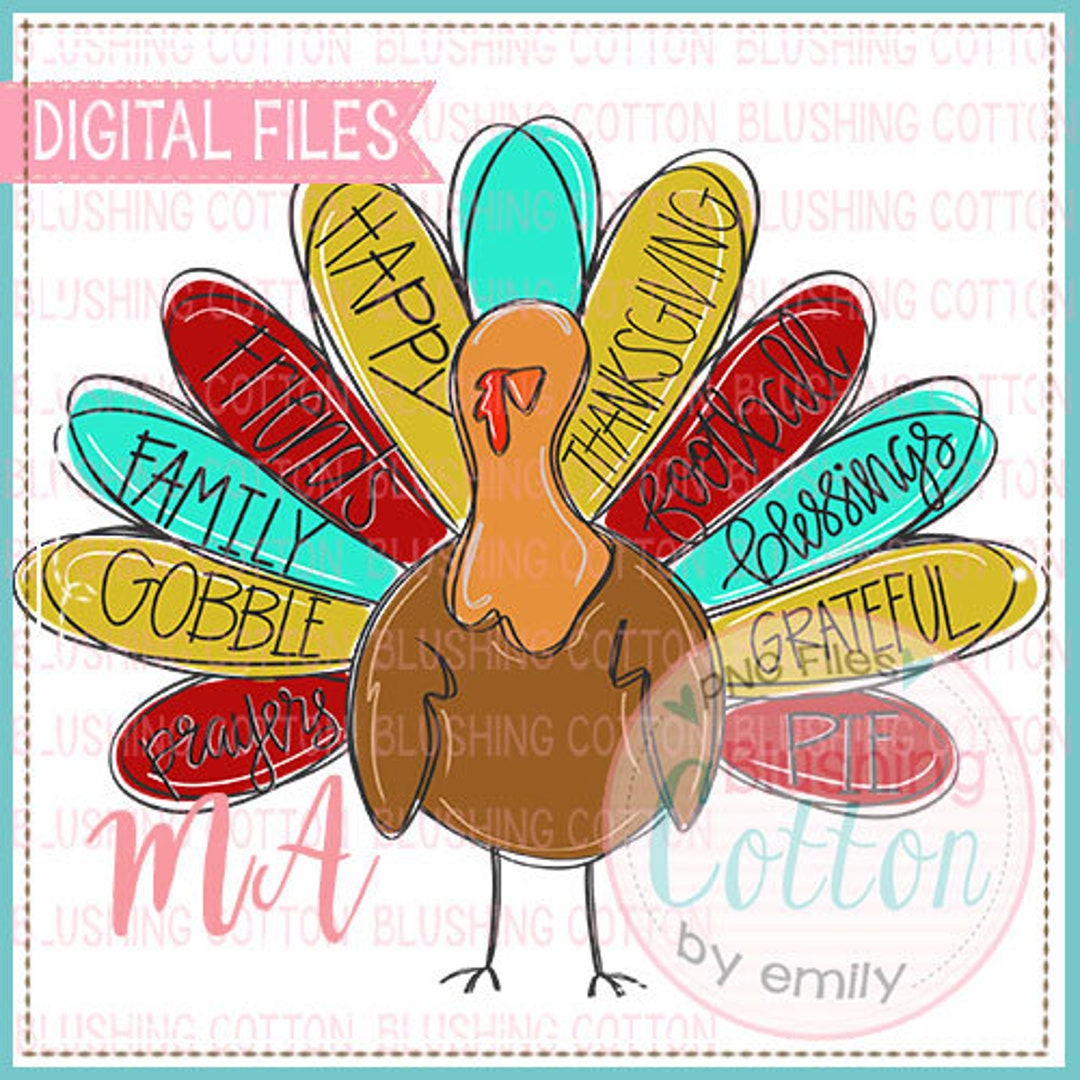 Thanksgiving Turkey PNG Watercolor Design BCMA - Etsy