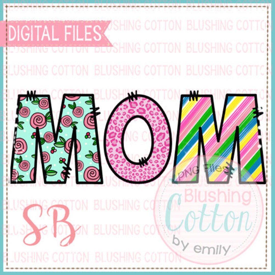 Mom Doodle Wordart Watercolor Design PNG Artwork Digital File - for ...