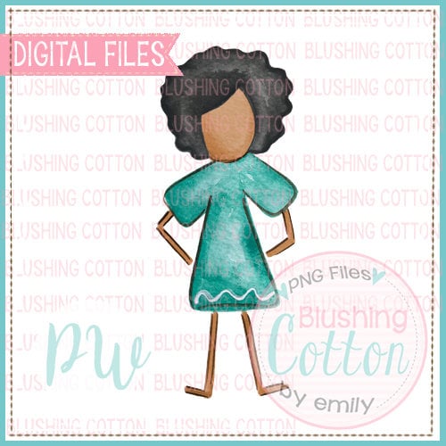 Stick Figure African American Short Afro Watercolor Design PNG Artwork ...