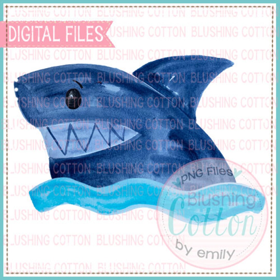 Shark in the Water Watercolor Design PNG Artwork Digital File - for ...