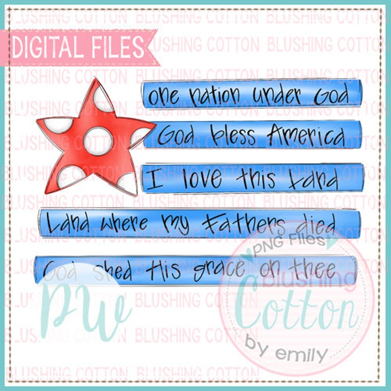 American Flag With Wording Watercolor PNG Artwork Digital File - for ...