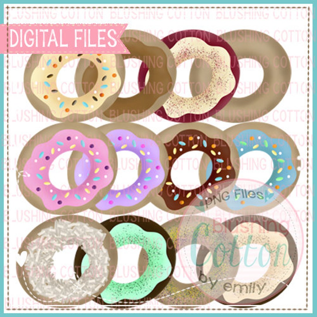 Dozen Donut Set Design - Watercolor Design PNG Artwork Digital File ...