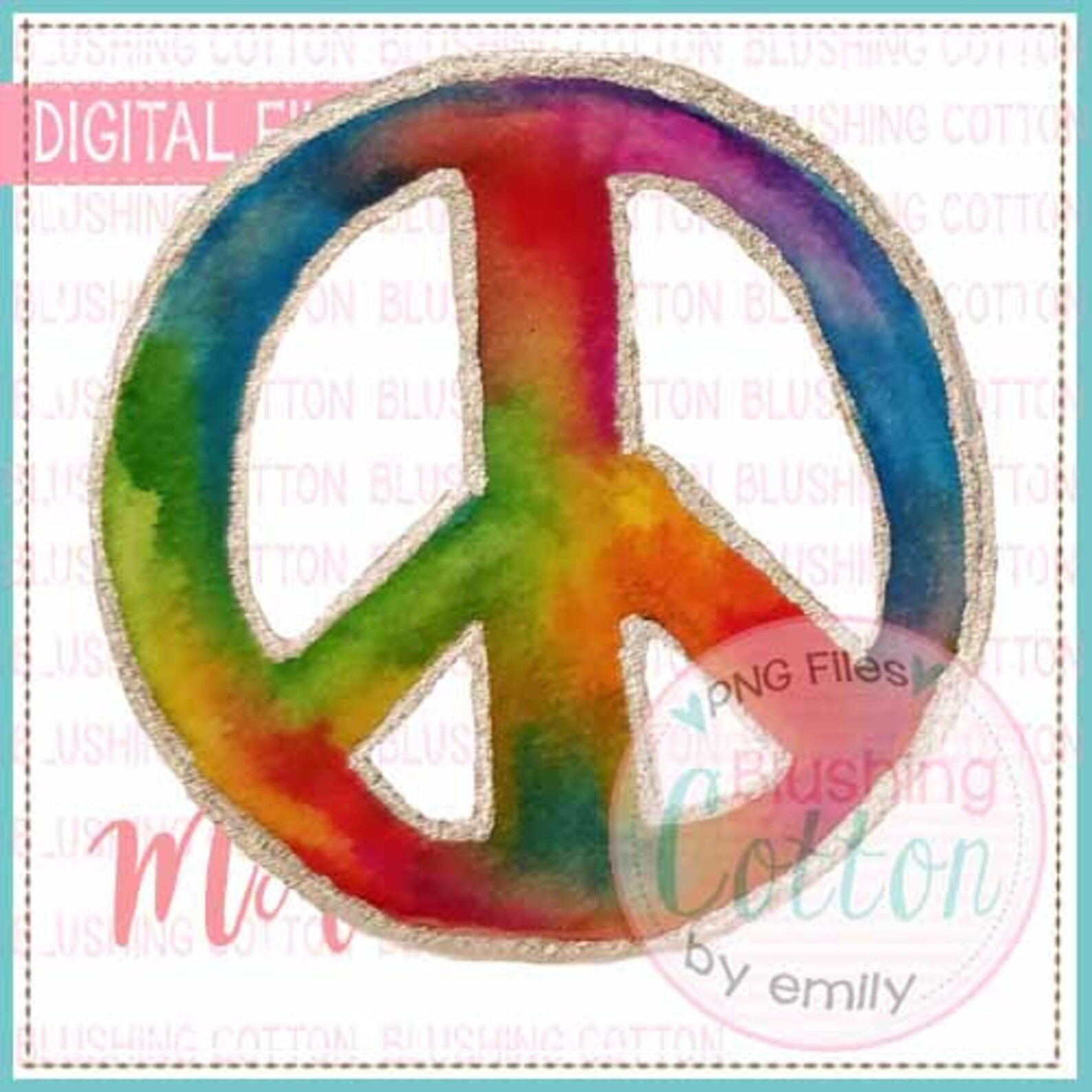 Tie Dyed Peace Sign PNG Watercolor Artwork Digital File for - Etsy