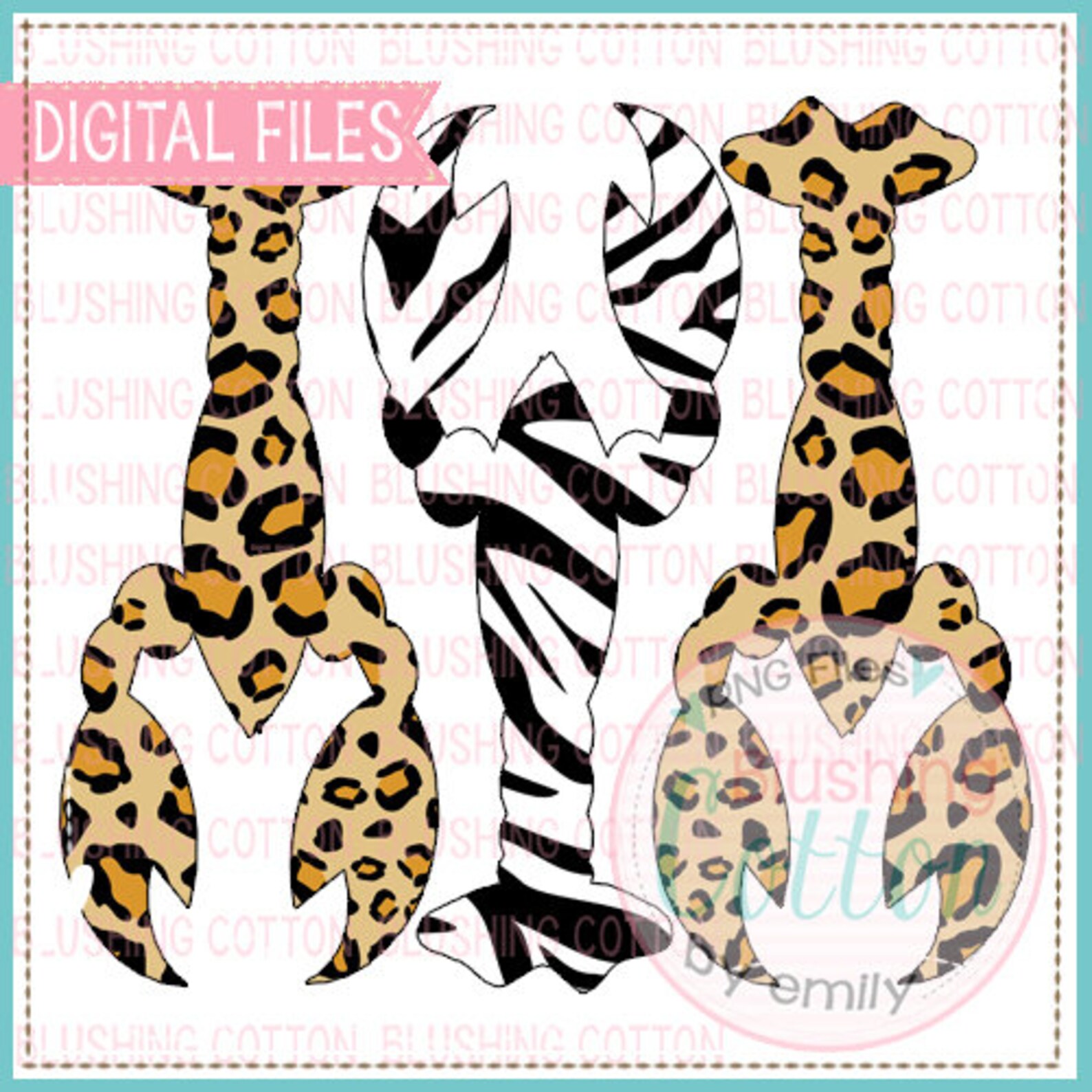 Crawfish Animal Print Trio Watercolor Design Artwork Digital | Etsy