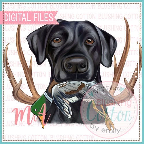Chocolate Lab Holding Duck With Antlers Design BCMA - Etsy